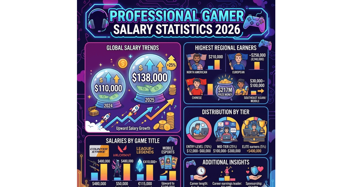 Professional Gamer Salary Statistics 2026